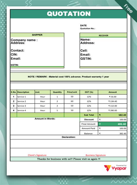 Top 8 Excel Quotation Template Free Quotation Templates Accounting