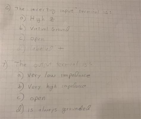 Solved The Inverting Input Terminal Is A High Z 6 Virtual