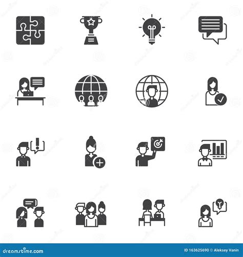 Teamwork Skills Vector Icons Set Stock Vector Illustration Of Human Business