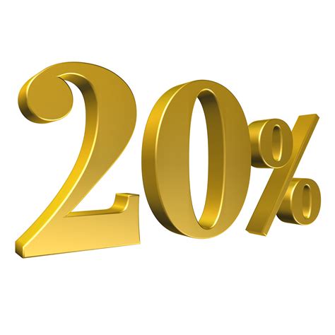 20 Percent Gold Number Twenty 3d Rendering 8506418 Png