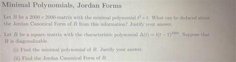 Solved Minimal Polynomials Jordan Forms Let B Be A
