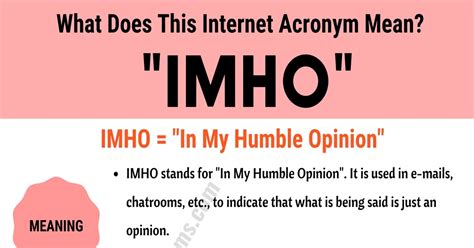 IMHO Meaning The Meaning And Examples Of Useful Acronym IMHO ESL