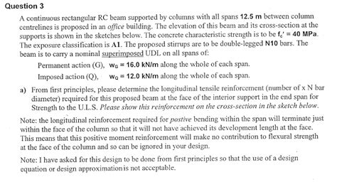 solved question 3 a continuous rectangular rc beam supported