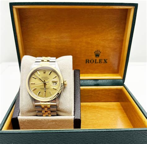 Rolex Datejust 16013 Champagne Dial 18k Yellow Gold Stainless Steel For