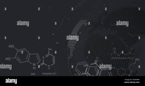 Image Of Molecule Structures Computer Language Over Dots On Globe Against Abstract Background