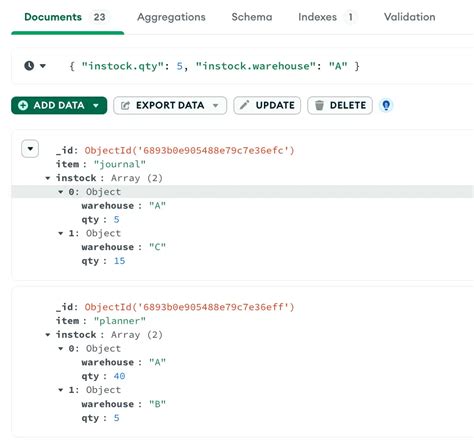 Query An Array Of Embedded Documents Database Manual Mongodb Docs