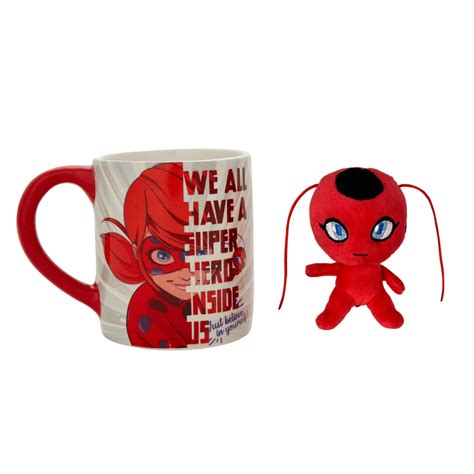 Miraculous Ladybug Mug With Plush Mini Toy 12 Oz Ceramic Tea Or Coff
