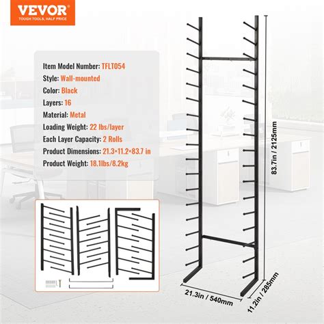 Vevor Blueprint Storage Rack Vertical Hanging Poster Display Rack 16 Tier Blue Print Storage