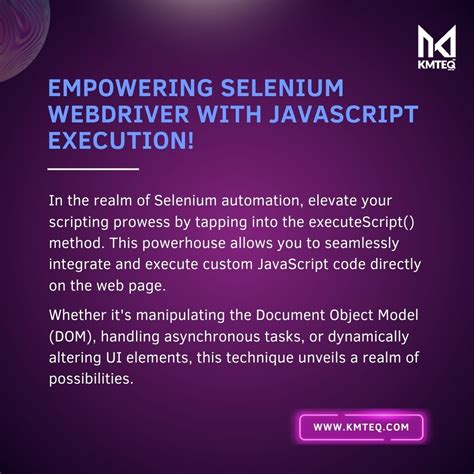 Kmteq On Linkedin Kmteq Seleniumautomation Javascriptexecution Webdrivertech