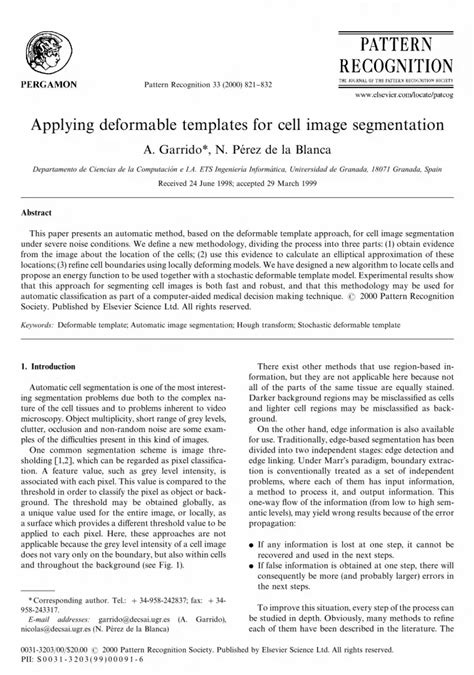 Pdf Applying Deformable Templates For Cell Image Segmentation