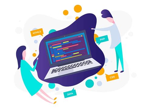premium vector workplace of programmer or coder vector illustration