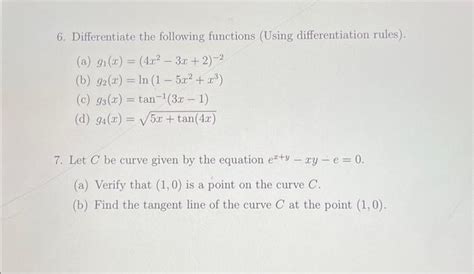 solved 6 differentiate the following functions using