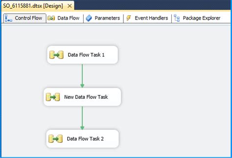 How To Insert A New Control Flow Task Between Existing Tasks Within An Ssis Package Stack