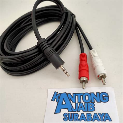 Jual Kabel 2 Rca To Jack Mini Stereo Hitam 3 Meter Kabel Aux 2 In 1