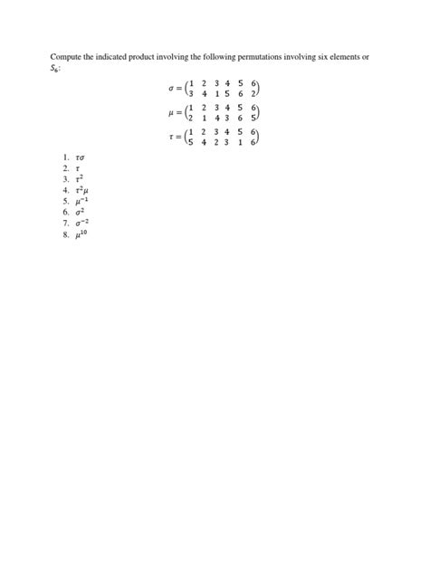 Permutation Exercises Pdf