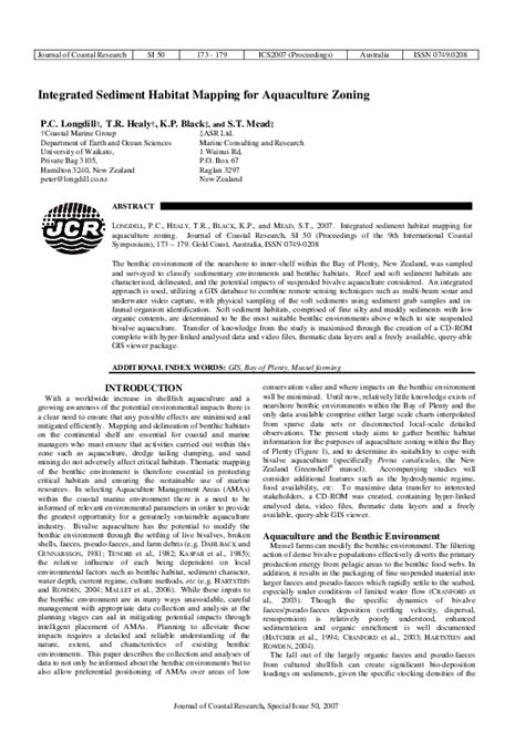 Pdf Integrated Sediment Habitat Mapping For Aquaculture Zoning
