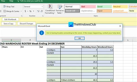 We Re Having Trouble Connecting To The Server Excel Error Excel