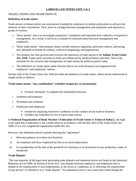 Labour Law Notes Unit Pdf