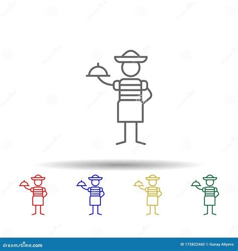 Mexican Restaurant Waitress Multi Color Style Icon Simple Thin Line Outline Vector Of