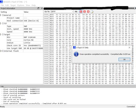 jtag flashing issue not able to flash device erase read back works
