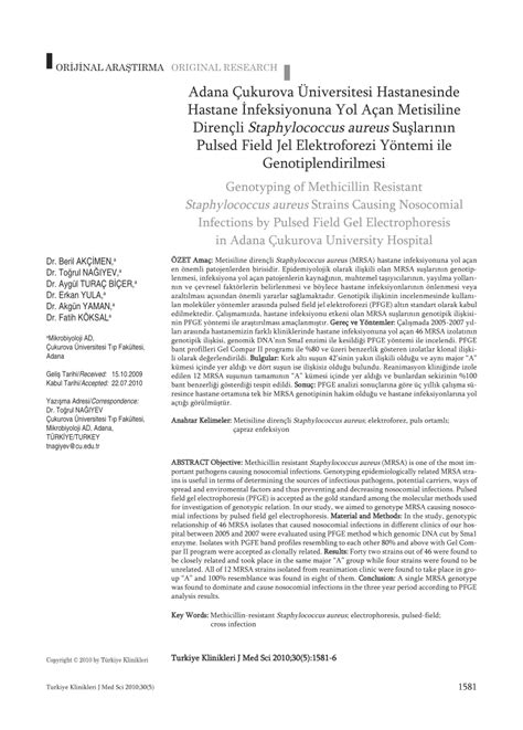 Pdf Genotyping Of Methicillin Resistant Staphylococcus Aureus Strains Causing Nosocomial
