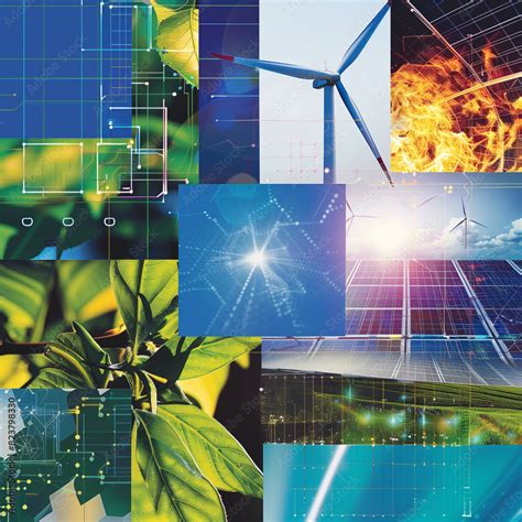 Vibrant Collage Combining Elements Of Green Technology Renewable