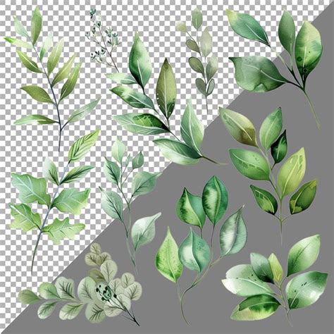 Premium Psd Set Of Green Leaves No Background