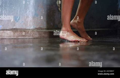 Female Feet In Shower Room A Woman Washing Under Shower Stock Video Footage Alamy