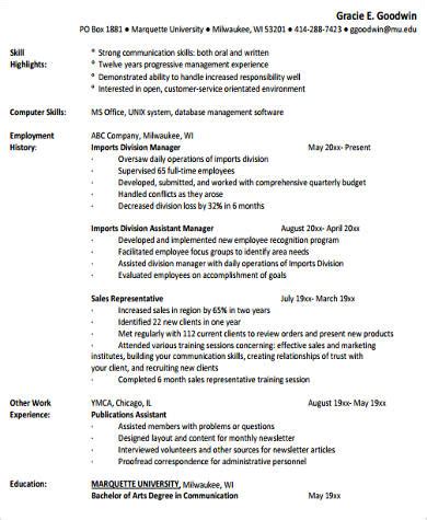 Free 10 Sample Work Experience Resume Templates In Ms Word Pdf