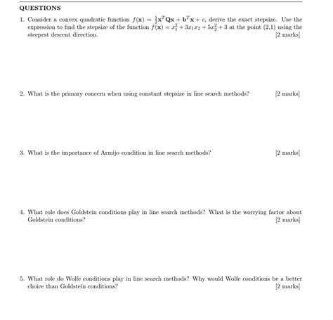 solved questions 1 consider a convex quadratic function
