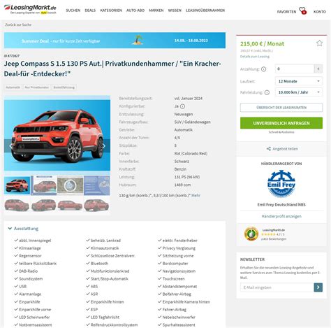 Jeep Compass Im Leasing Für 215 Euro Im Monat Brutto Ntv Autoleasing