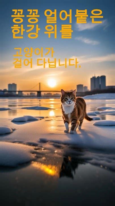 꽁꽁 얼어버린 한강 위로 고양이가 걸어다닙니다 한강 꽁꽁 고양이 피카츄 시나모롤 쿠로미 폼폼푸린 Youtube