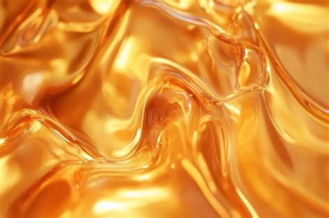 Abstract Molten Glass Pattern With Rich Golden Orange Fluidity And Dynamic Light Reflections