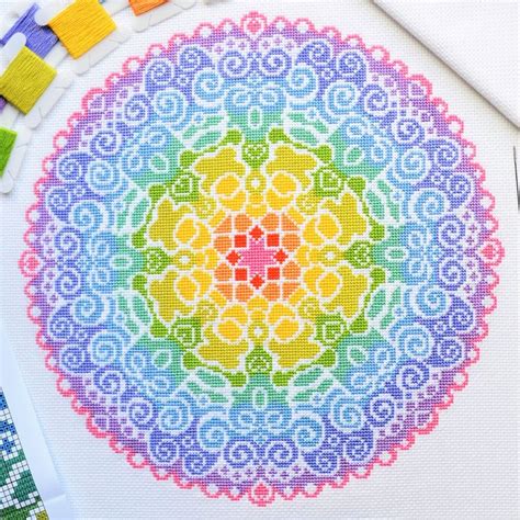 Pdf Pattern For Spectral Mandala Modern Cross Stitch Cross Stitch