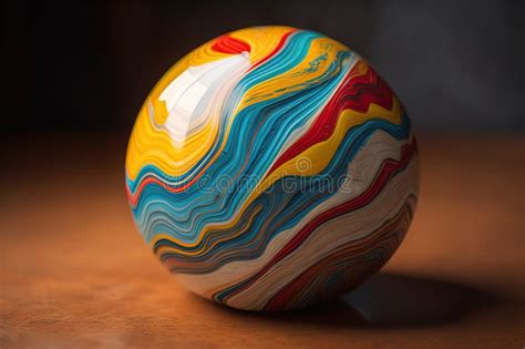 Colorful Marble Ball On A Solid Colour Background Close Up Stock