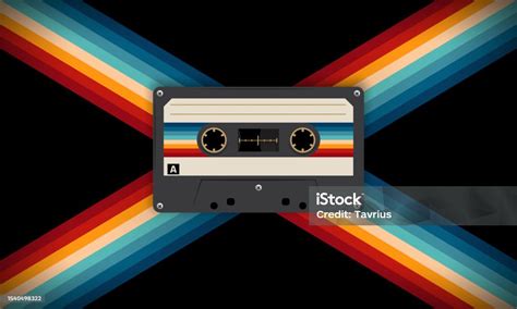 복고풍 색상 80 년대 스타일 카세트 테이프 벡터 아트 이미지 일러스트레이션 믹스 테이프 복고풍 카세트 디자인 음악 빈티지 및 오디오 테마 신스 웨이브 및 증기 웨이브