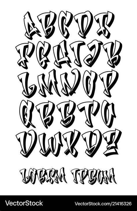 Graffiti 3d Alphabet Hand Written Font Vector Image