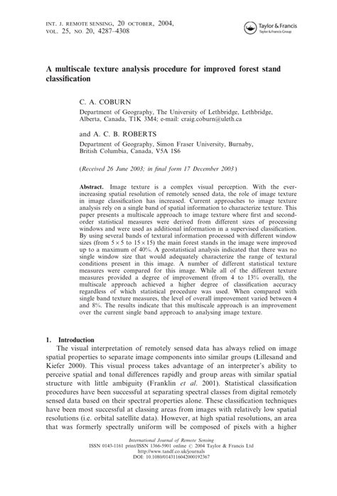 Pdf A Multiscale Texture Analysis Procedure For Improved Forest Stand