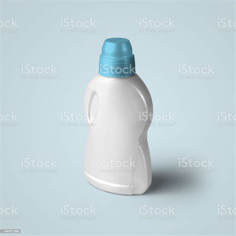 3d 렌더링 빈 흰색 화장품 플라스틱 병에는 회색 배경에 분리된 파란색 캡이 있습니다 목업 디자인에 적합합니다 0명에 대한 스톡