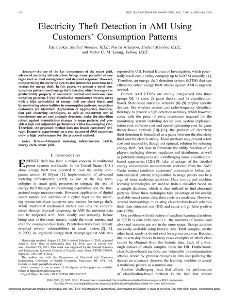 Electricity Theft Detection In Ami Using Customers Consumption Patterns