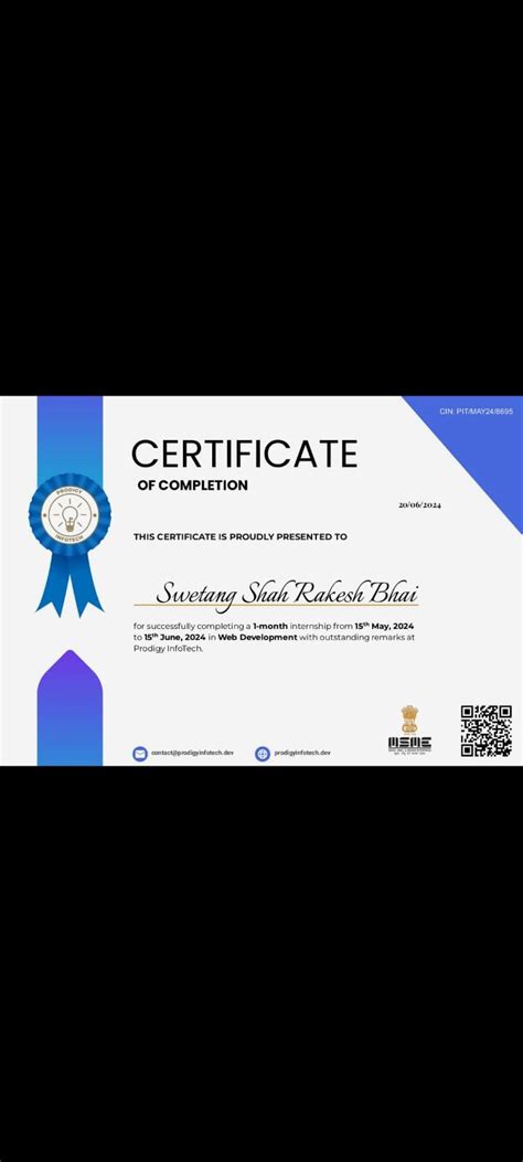 Swetang Shah On Linkedin Internship Webdevelopment Prodigyinfotech