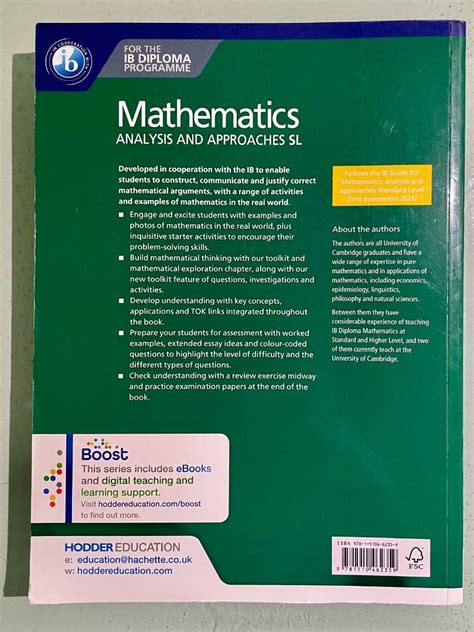 Ib Maths Aa Sl Textbook Mathematics For The Ib Diploma Analysis And Approaches Sl 興趣及遊戲 書本