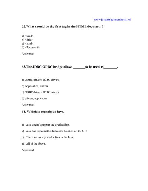 java multiple choice questions and answers pdf