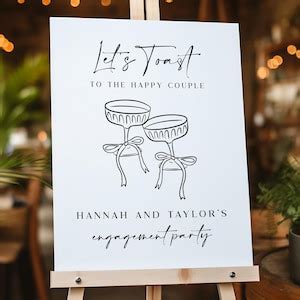 Lets Toast To The Happy Couple Acrylic Sign Engagement Party Acrylic