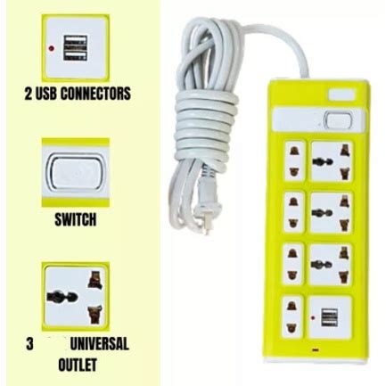 EXTENSION002 Extension Cord With USB Port High Power Multi Switch USB Power Strip Socket Cable