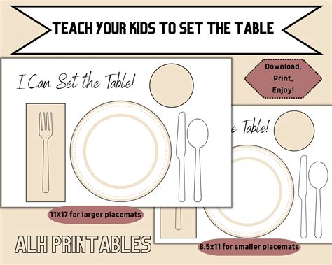Printable Table Setting Placemat Montessori Learning Png File Etsy