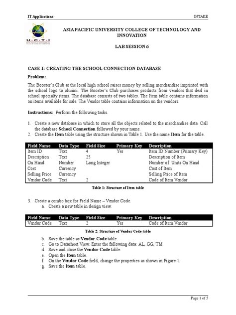 lab 06 ms access pdf databases microsoft access