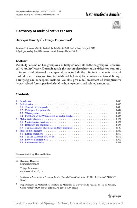 Lie Theory Of Multiplicative Tensors