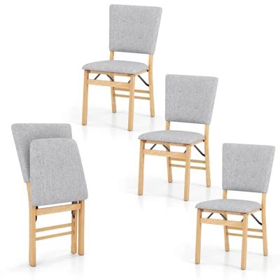 Costway Foldable Dining Chair Set Of 4 Wpadded Seat And Tilt Backrest