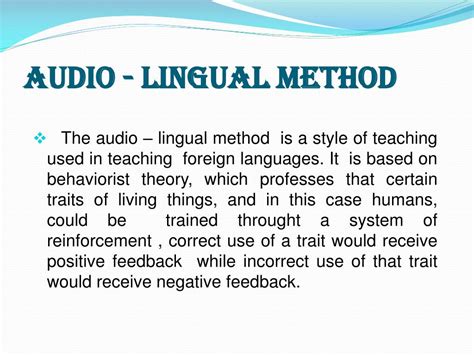 Ppt Audio Lingual Method Powerpoint Presentation Free Download